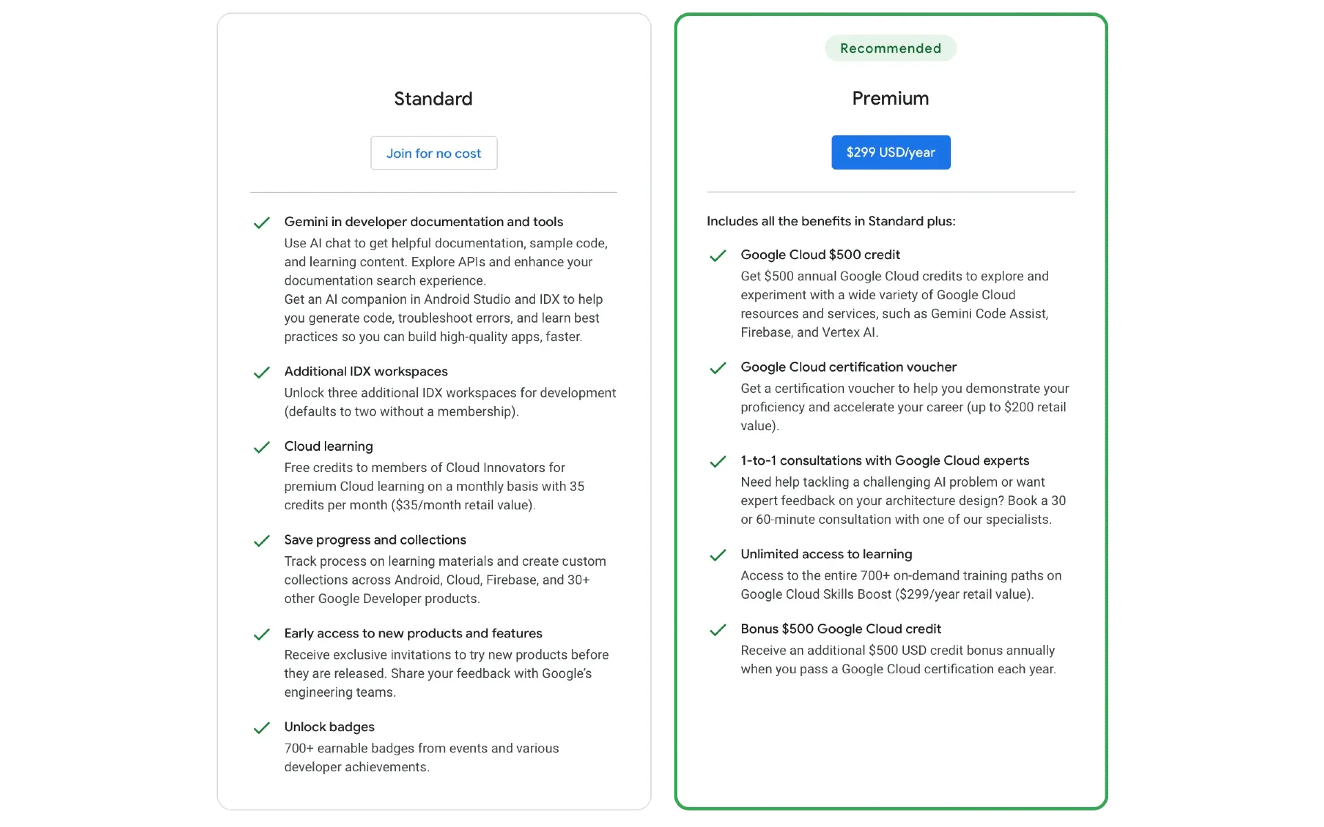 Google Developer program launches Premium Tier with $500 cloud credits ...