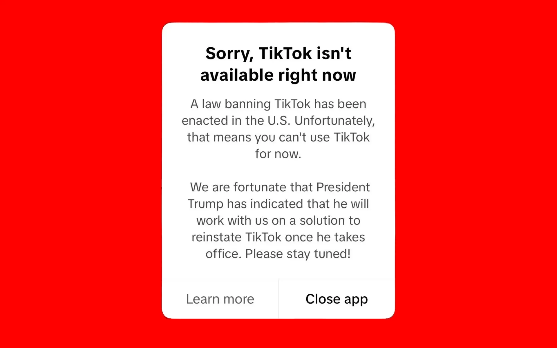 TikTok shuts down in US as court backs ownership ban