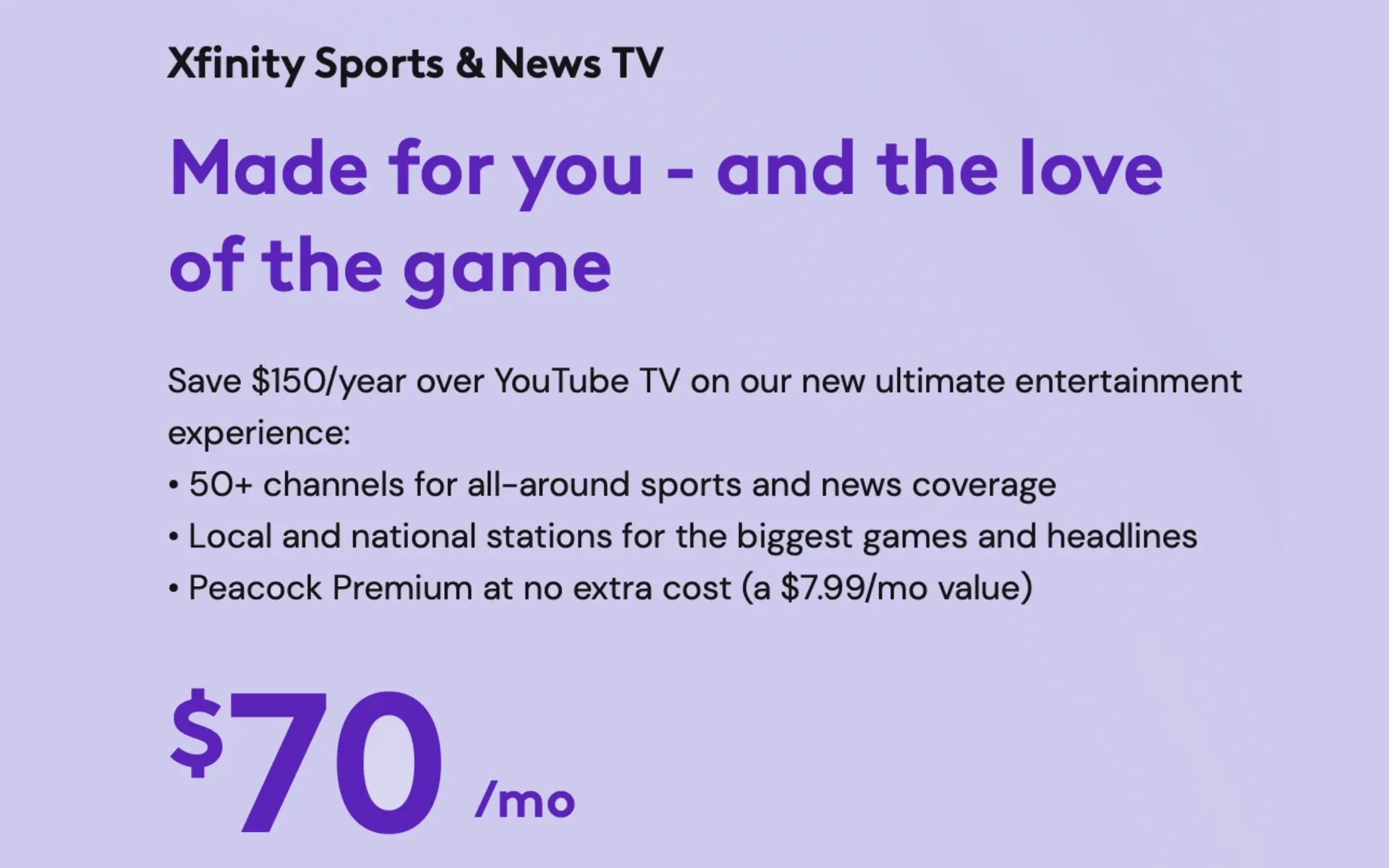 Comcast unveils $70 sports package