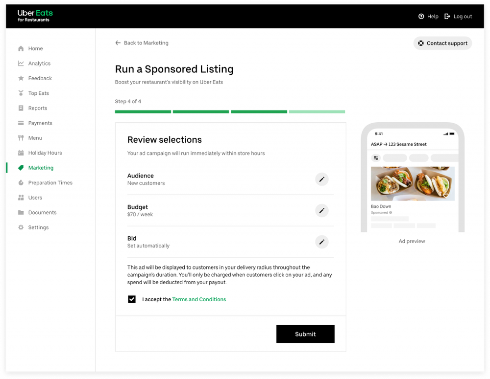 Uber Eats launches Ads for Restaurants