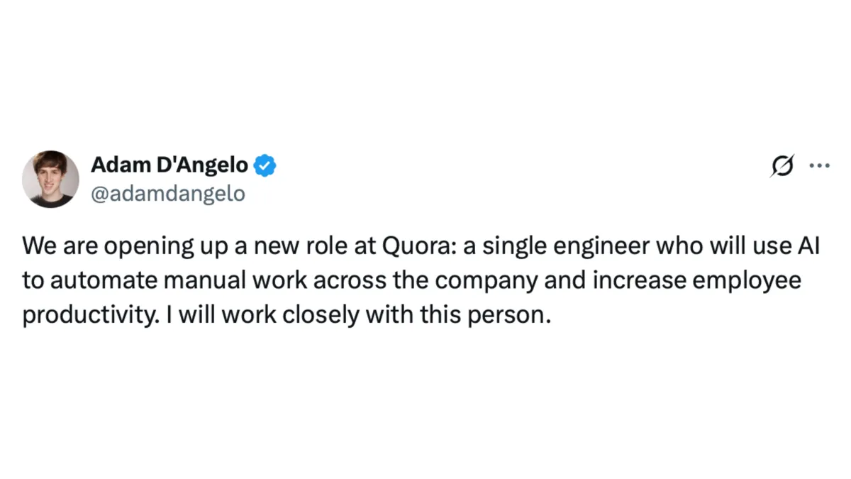 Quora opens first AI automation engineer role for internal productivity