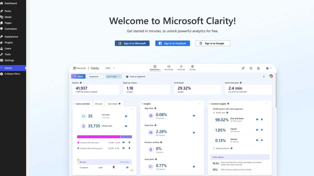 Microsoft Clarity simplifies WordPress setup with streamlined plugin