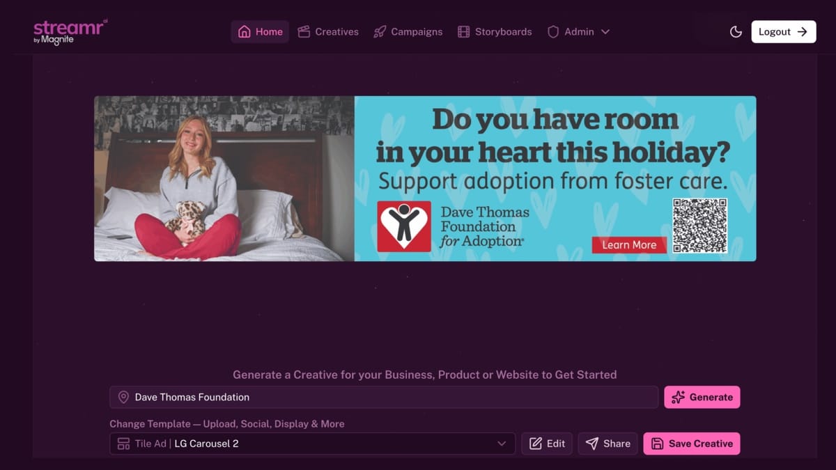 AI takes first steps onto television home screens for nonprofit advertising