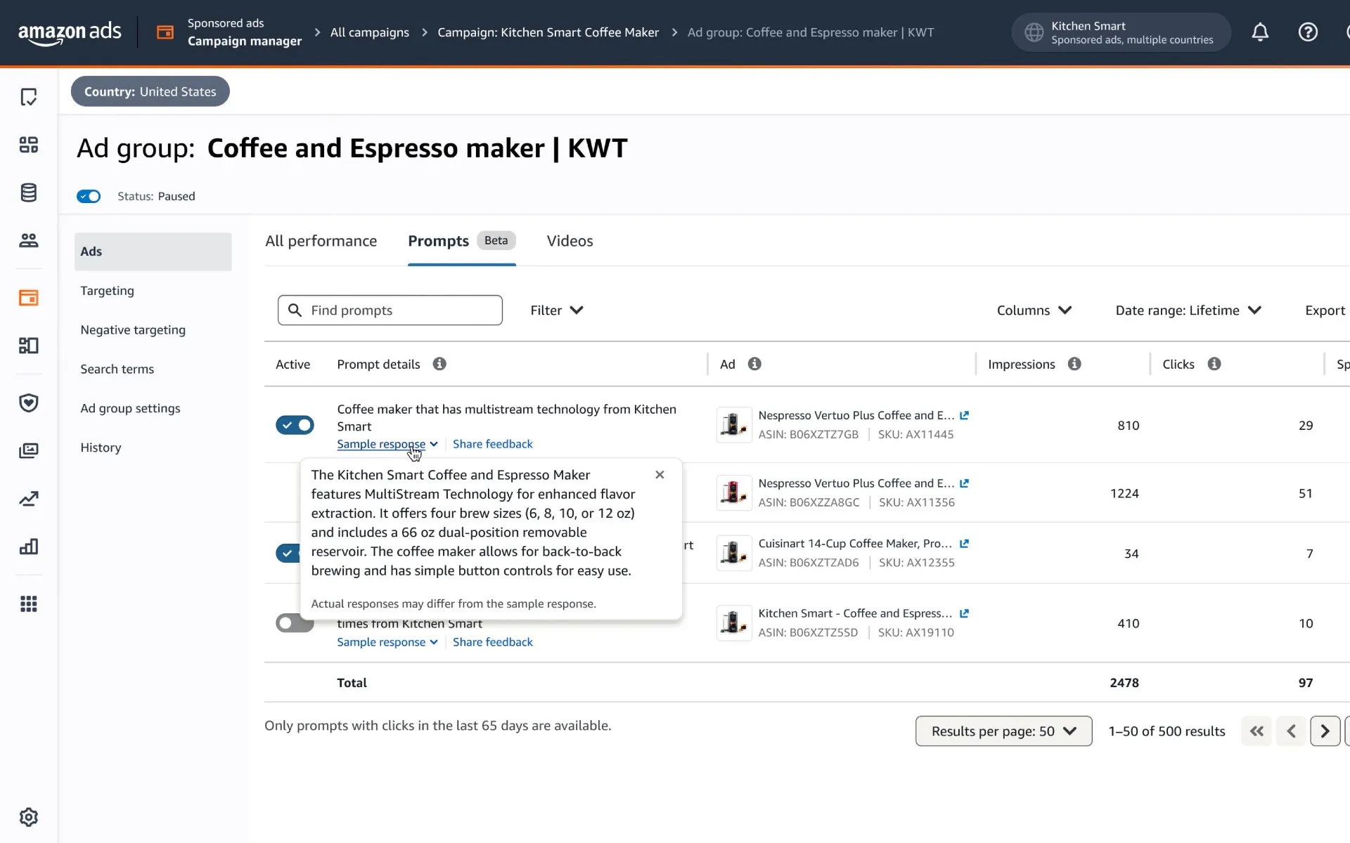Amazon launches free AI prompts for sponsored ad campaigns
