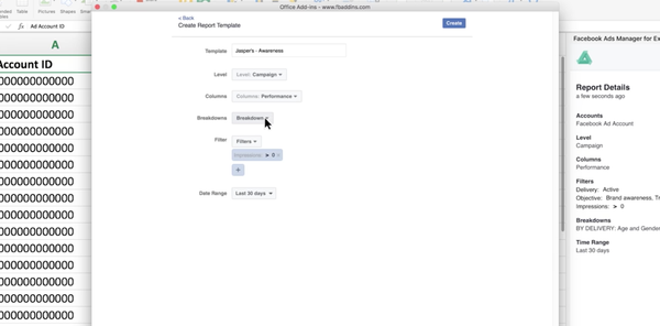 Facebook Ads Manager for excel